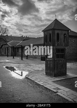 SS guard hut, Auschwitz I concentration camp, Oświęcim, Poland Stock ...