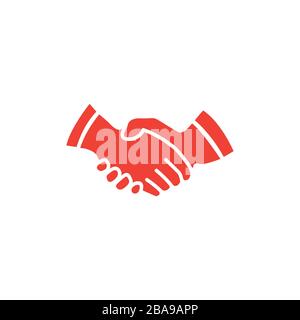 Handshake Red Icon On White Background. Red Flat Style Vector ...
