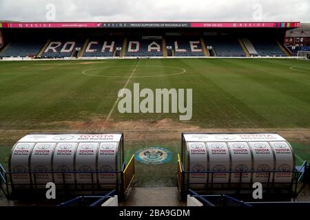 A general view of Rochdale's Crown Oil Arena football stadium Stock ...