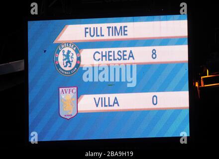 A general view of the scoreboard at full time during the UEFA Champions ...