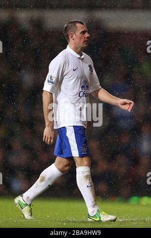 Everton's Darron Gibson leaves the field of play after being shown the ...