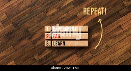 blocks with message EXPERIMENT, FAIL, LEARN and REPEAT on wooden ...