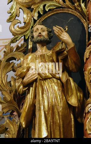 Saint Peter, statue on the altar Fourteen Holy Helpers in the church of ...
