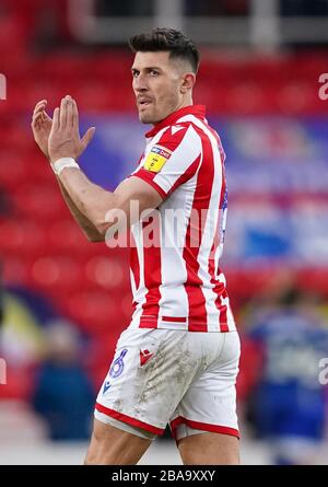 Stoke City's Danny Batth applauds the fans after the final whistle ...