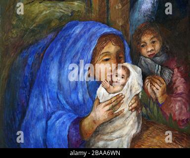 Birth of Jesus, detail of high altar by Sieger Koder in Church of Our ...