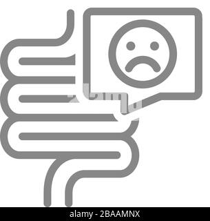 Sick unhealthy intestine organ with bad bacterias,microflora. Vector ...