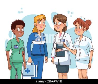 group of girls avatars characters vector illustration design Stock ...