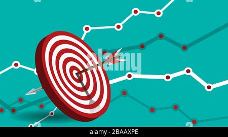 Vector realistic illustration with target financial goal concept ...