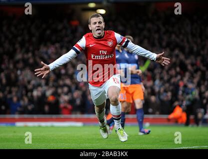 Arsenal's Jack Wilshere scoring his sides opening goal during the ...