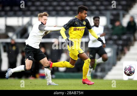 (left to right) Derby County's Liam Thompson, Ebou Adams and Kenzo ...