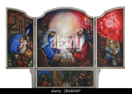 History of Salvation, high altar by Sieger Koder in Church of Our Lady ...