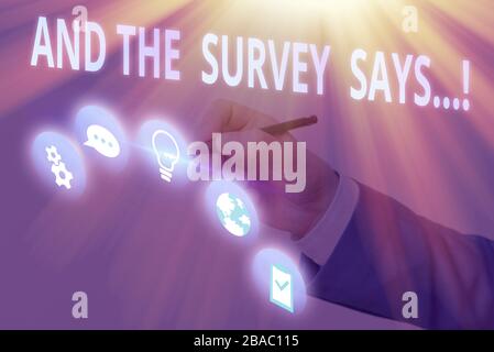 Handwriting text writing And The Survey Says. Conceptual photo written ...