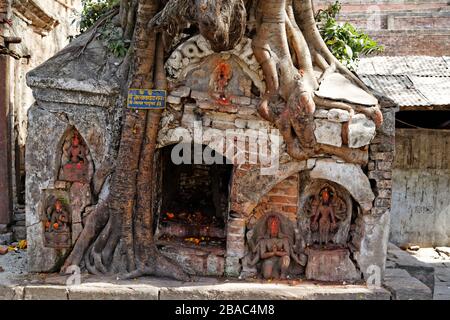View at Taleju Temple stone Statue of Hanuman and Siva in Kathmandu ...