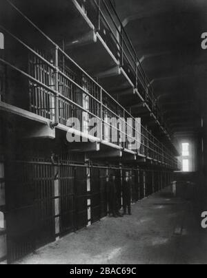 American maximum security prison guard tower and perimeter wall. Tower ...