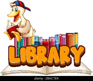 Font design for word library with animals reading book illustration ...