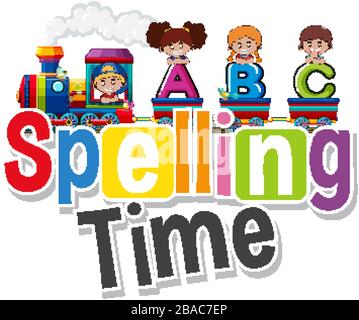 Font design for word spelling time with kids and abc illustration Stock ...