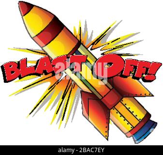 Font design for word blast off on white background illustration Stock ...