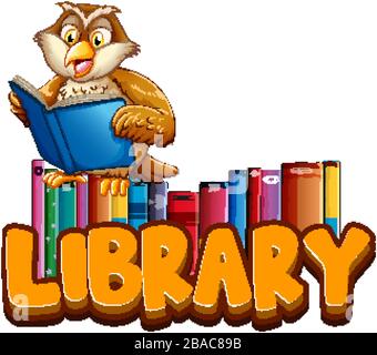 Font design for word library with animals reading book illustration ...