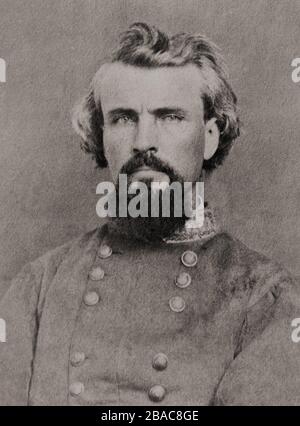 Nathan Bedford Forrest, Confederate general, 1862-1867.Artist: J Rogers ...