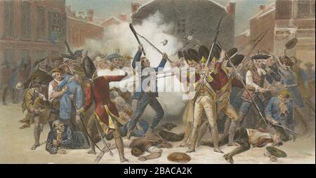 Boston Massacre, 5 March 1770. Skirmish between British troops and ...