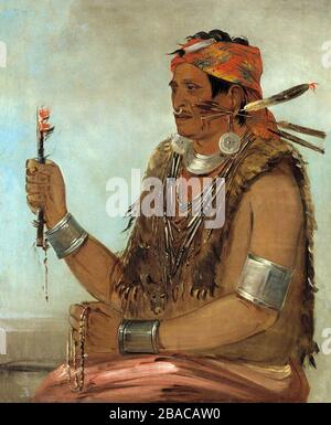 Tecumseh, Native American Shawnee warrior and chief, at the head of his ...