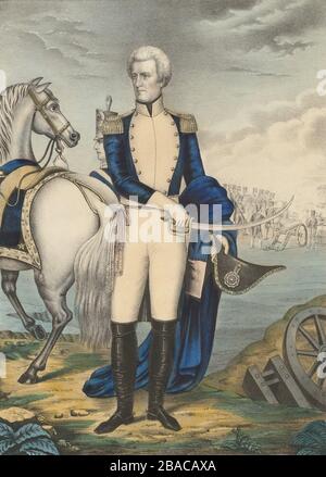 General Andrew Jackson. The Hero of New Orleans. 1815. Copy of lithograph by James Baillie ...
