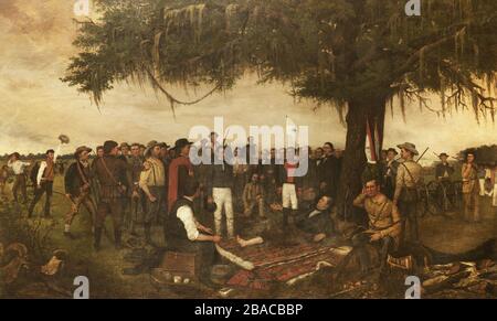 General Sam Houston at the Battle of San Jacinto in 1936, painting by S ...