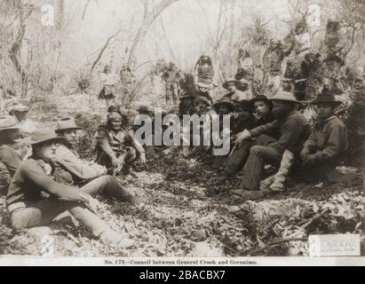 General Crook and Geronimo in Council, 1886 Stock Photo - Alamy