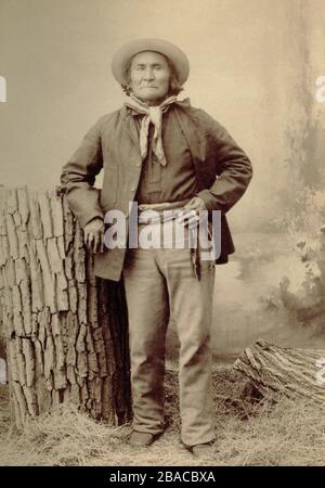 Geronimo, full-length portrait, standing, facing front, with walking ...