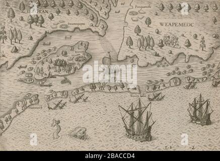 Roanoke Colony Map, 1585 Stock Photo - Alamy