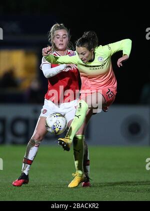Manchester City's Caroline Weir (left) gets past Sheffield United's ...