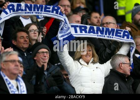 Tranmere Rovers fans in the stands Stock Photo - Alamy