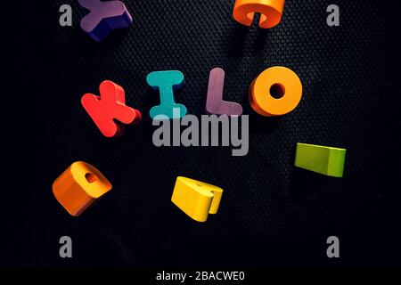 Kilo metric names made with colorful letters Stock Photo - Alamy