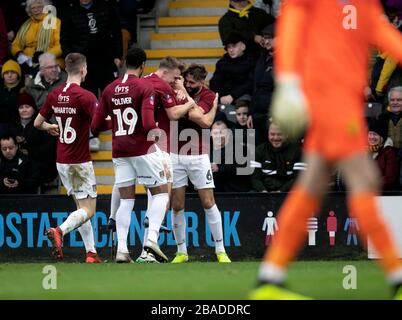 Northampton Town's Charlie Goode celebrates after the final whistle ...