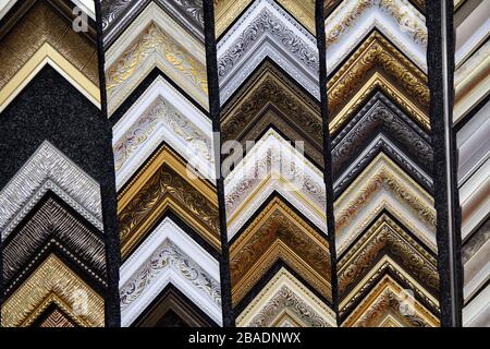 Picture frames and corner samples art craft material Stock Photo - Alamy