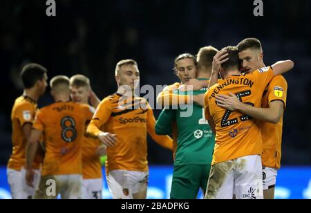 Hull City players celebrate after winning the match Stock Photo - Alamy