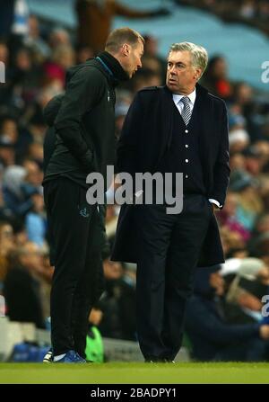 Everton manager Carlo Ancelotti and Duncan Ferguson during the Premier ...