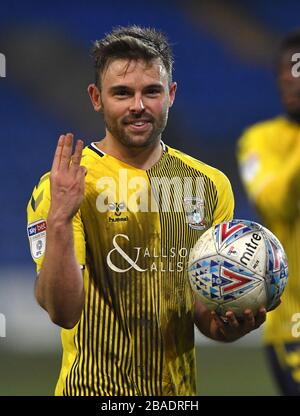 Coventry City's Matt Godden celebrates his hat-trick after the final ...