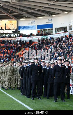 Members of the armed forces before kick-off Stock Photo - Alamy