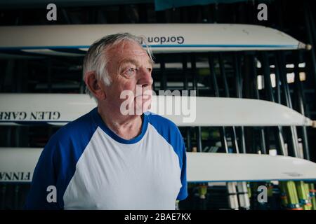 Rowing coach Gordon Simpson, at Clydesdale Rowing Club, Glasgow Stock ...
