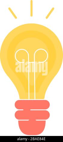 idea light bulb simple luminous neon outline colorful icon on blue ...