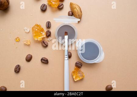 Cosmetics for natural makeup,Eyebrow makeup products. Warm background ...