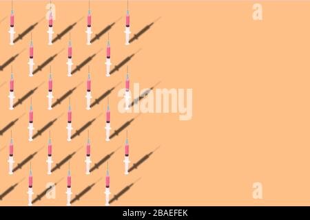 Beautiful creative pattern syringe medical on a background. Macro ...