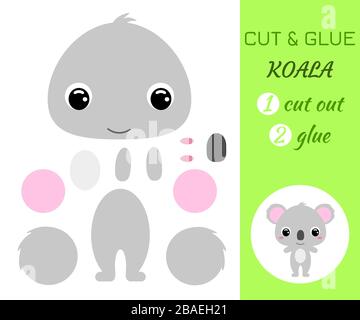 Cut and glue paper little koala. Kids crafts activity page. Educational ...