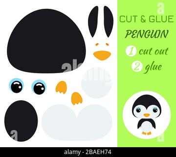 Cut and glue paper little penguin. Kids crafts activity page ...