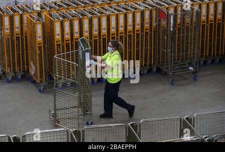 A worker gather supplies at the NHS' National Procurement Warehouse at ...