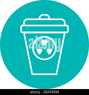 biohazard disposal bin icon over white background, line style, vector ...