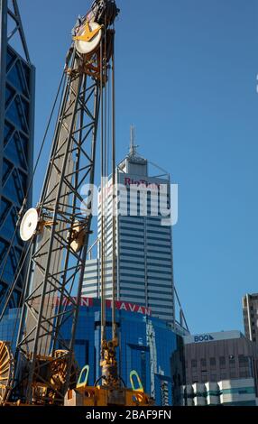 Rio Tinto skyscraper and logo seen in the financial city of Perth ...
