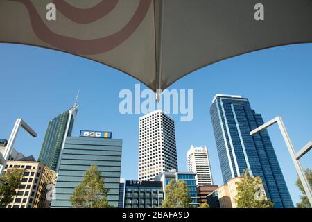 ICBC building seen in the financial district of Perth, western ...
