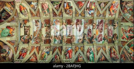 The famous ceiling roof of the Sistine Chapel Michelangelo fresco 16th ...